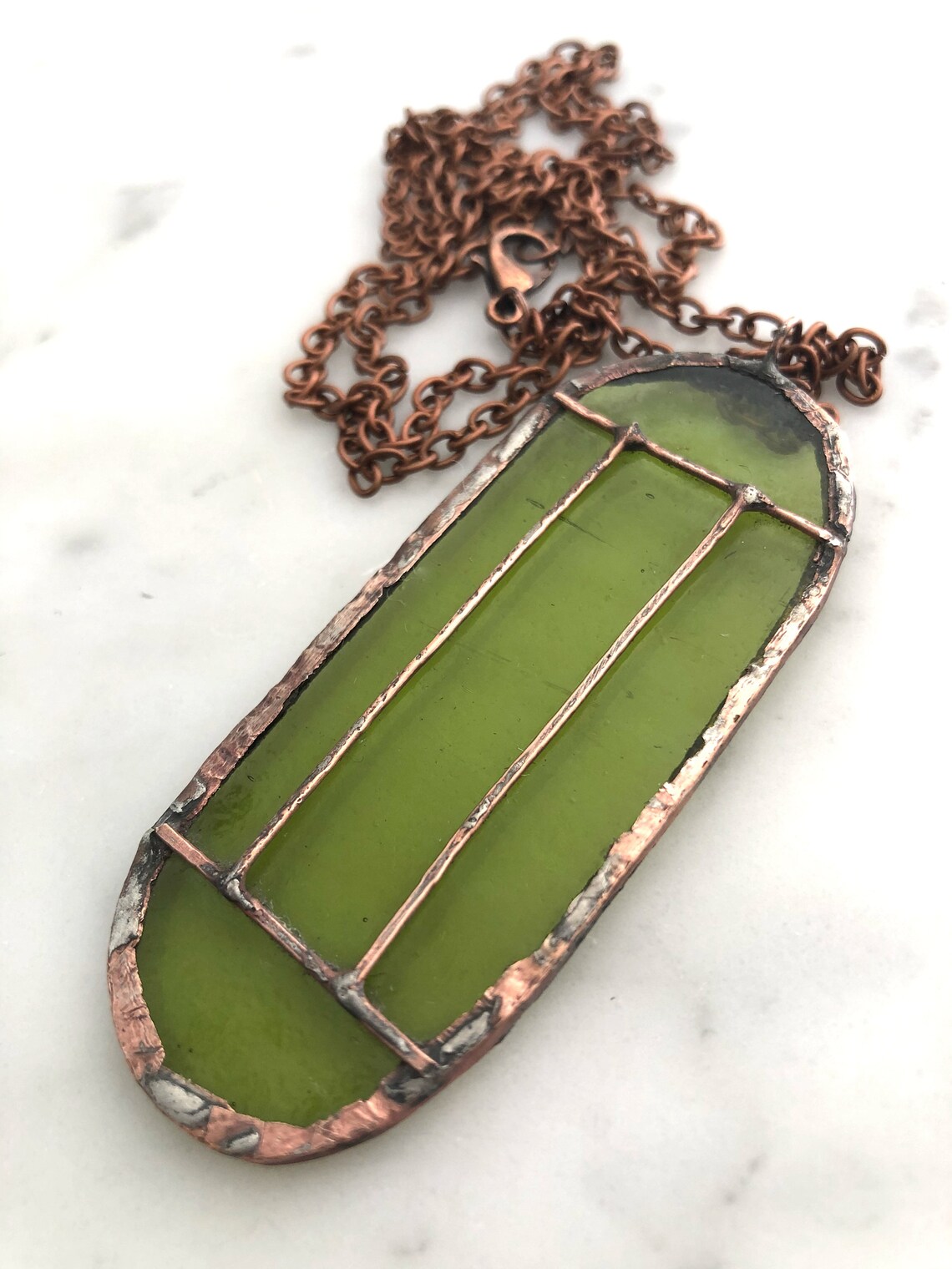 Art Deco Vintage Stained Glass Necklace Geometric Necklace - Etsy