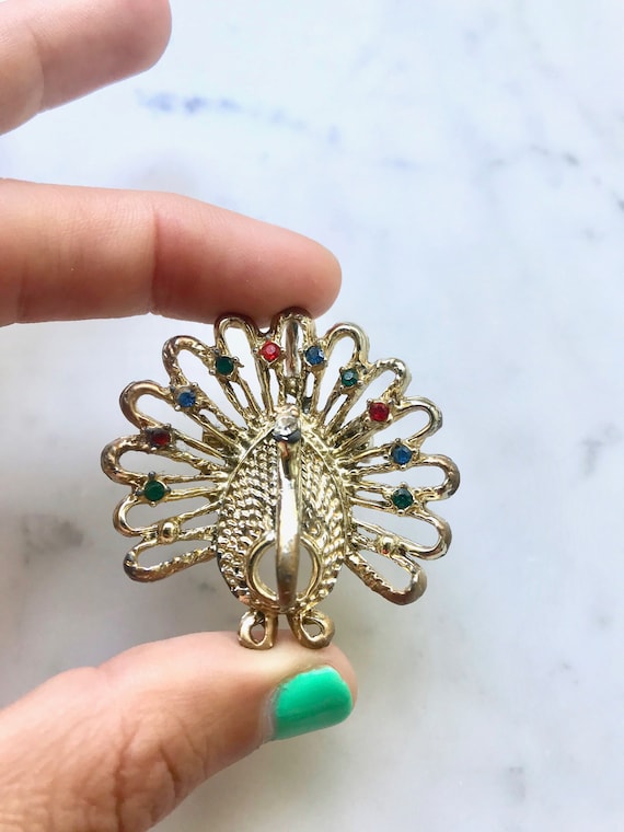 Vintage Gold Tone Peacock Pendant Brooch | Vintage Pe… - Gem