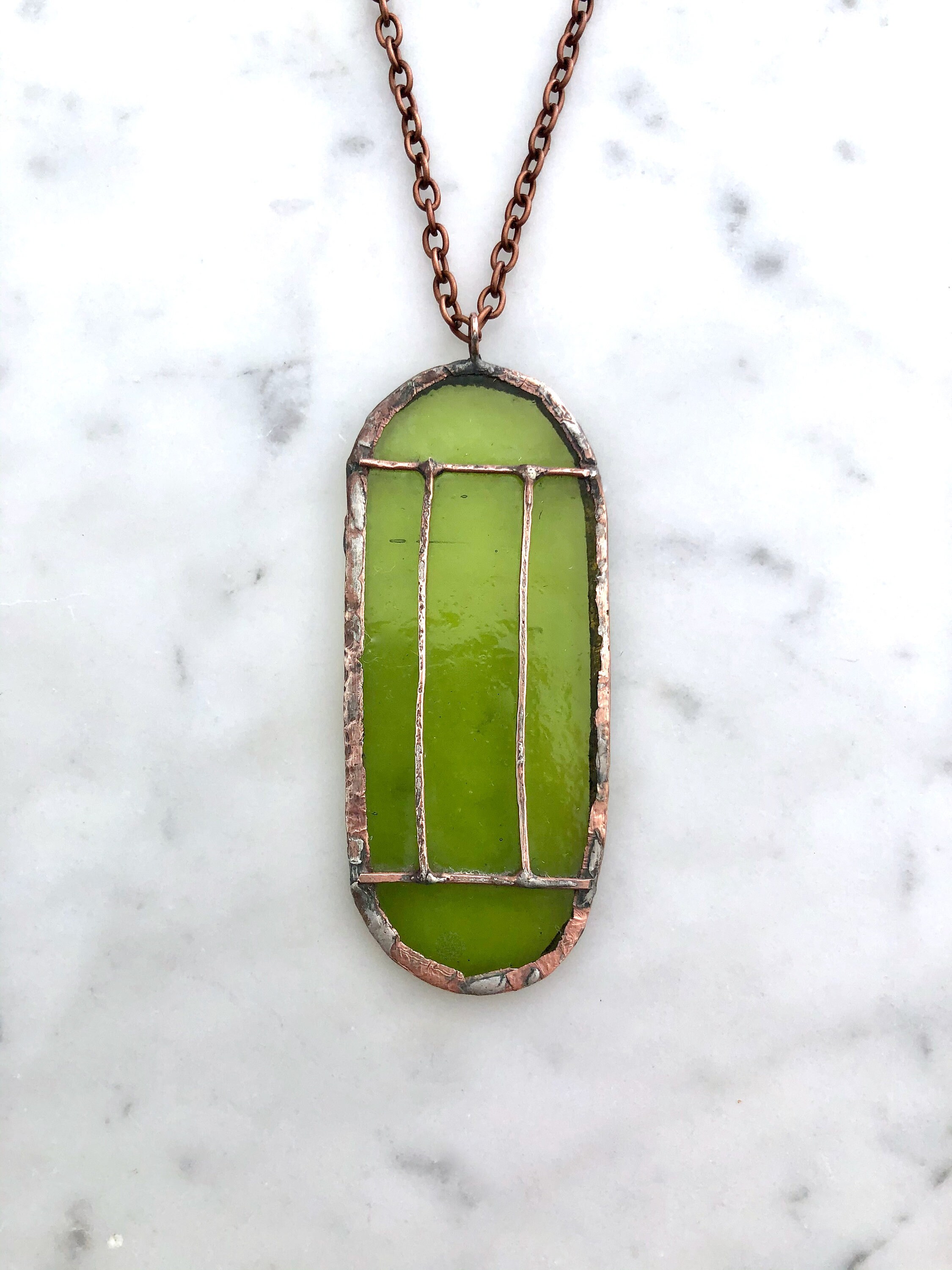 Art Deco Vintage Stained Glass Necklace Geometric Necklace - Etsy