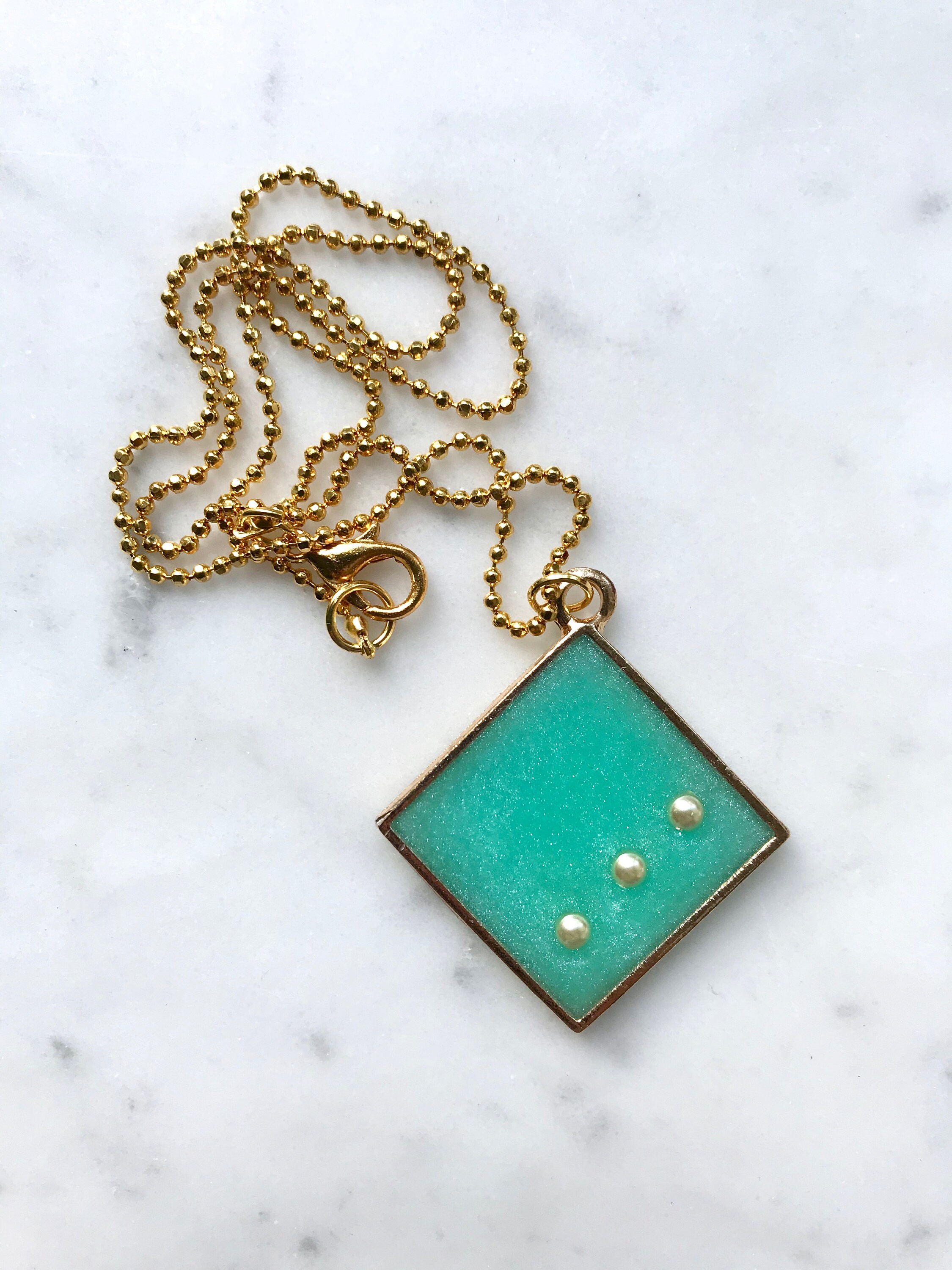 Art Deco Inspired Rhombus Swarovski Pearl Necklace | Minimalist ...