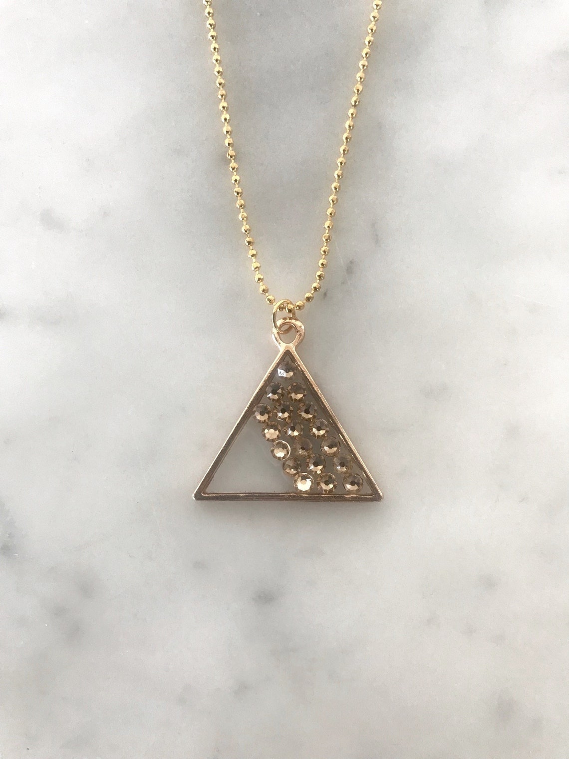 Art Deco Inspired Triangle Swarovski Crystal Necklace Minimalist ...
