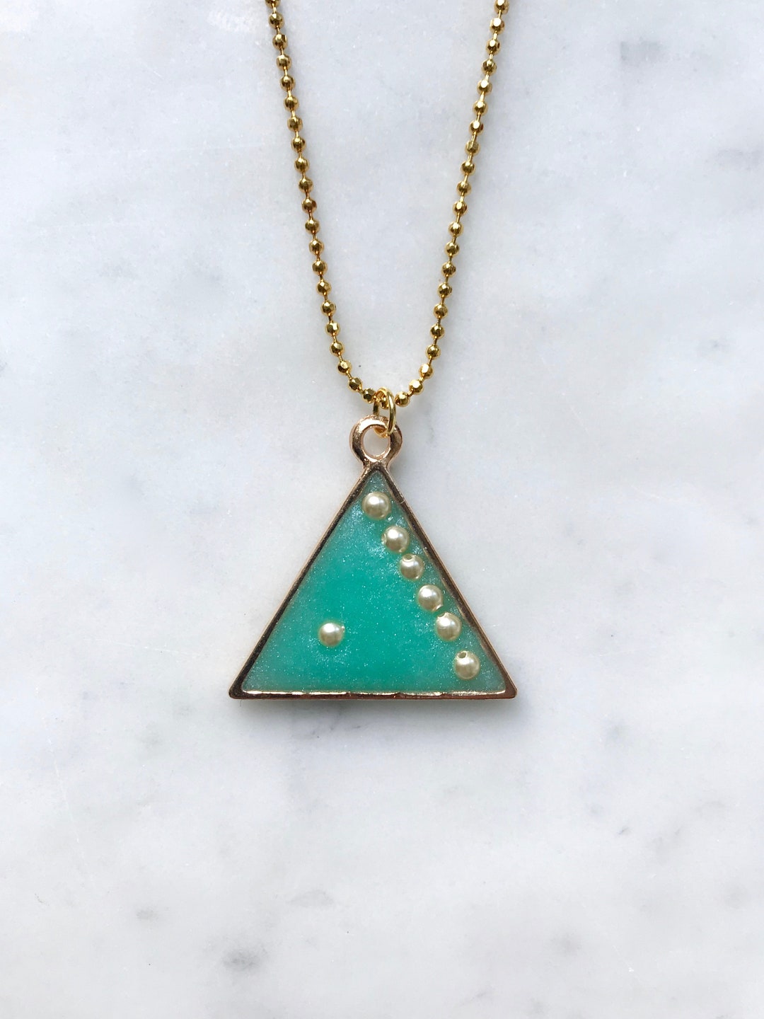 Art Deco Inspired Triangle Swarovski Pearl Necklace | Minimalist ...