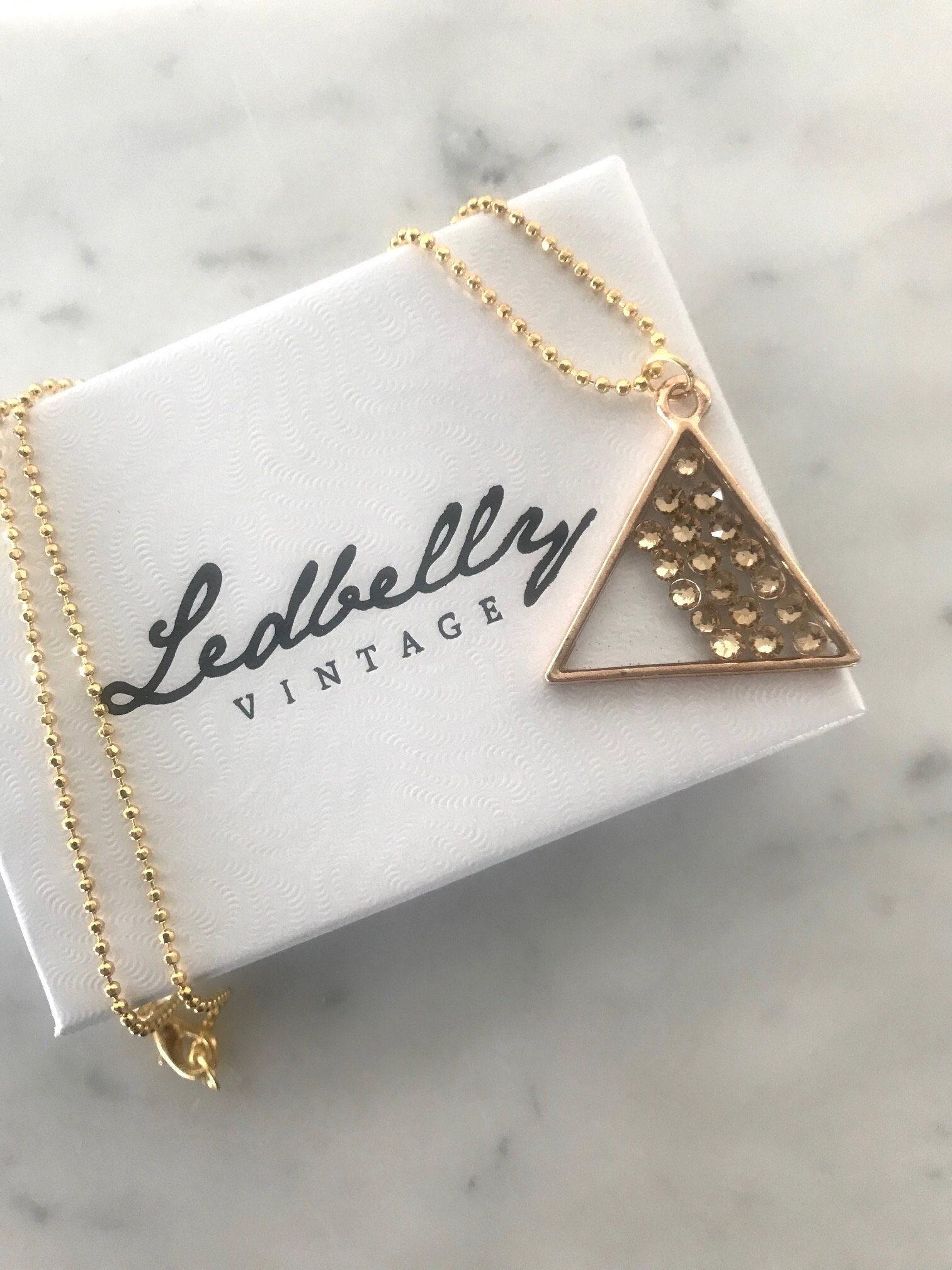 Art Deco Inspired Triangle Swarovski Crystal Necklace Minimalist ...