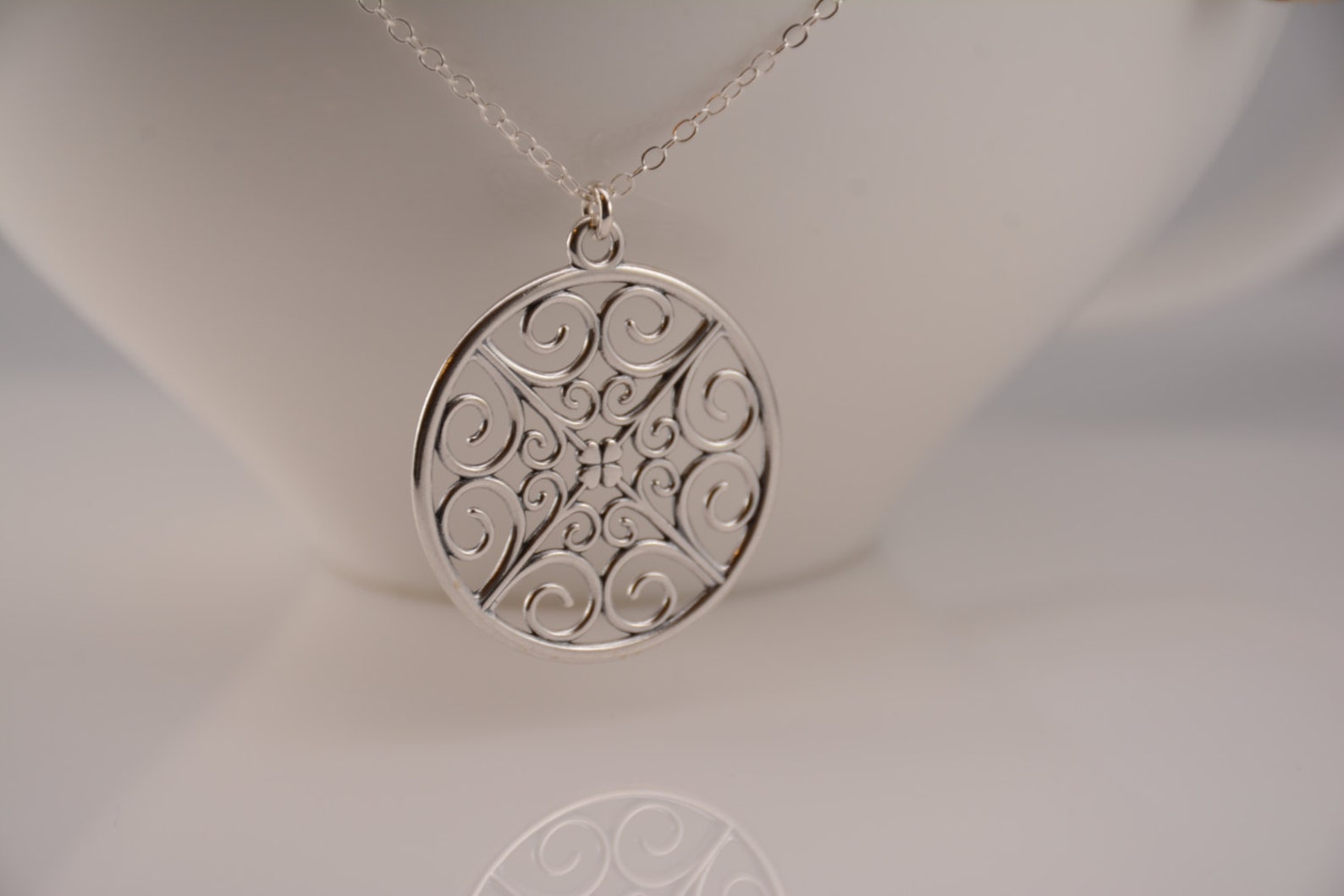 Filigree Necklace. Long Necklace. Sterling Silver Long - Etsy