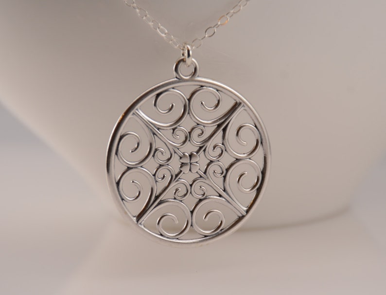 Filigree Necklace. Long Necklace. Sterling Silver Long - Etsy