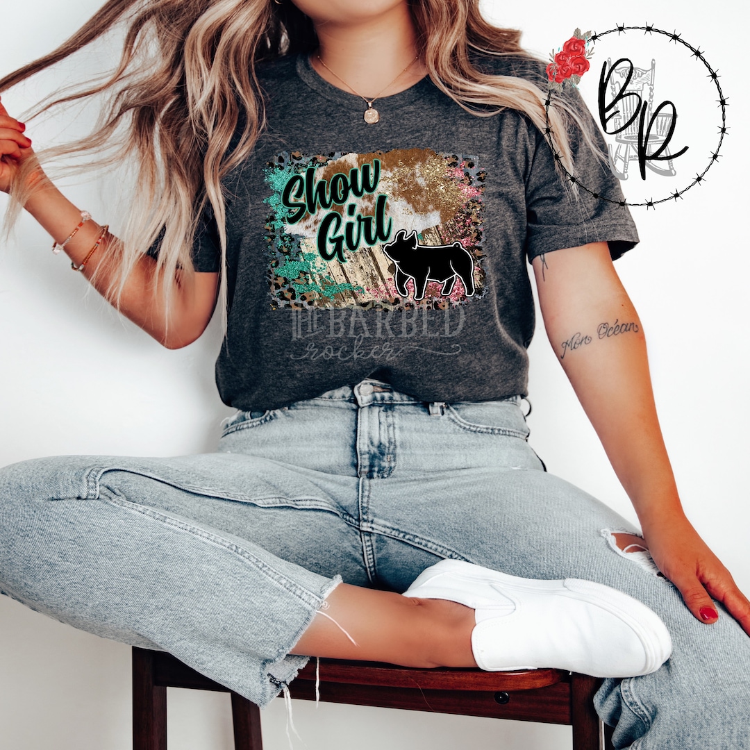 Youth Pig Show Girl Stockshow Turquoise Pink Shirt, 4H, Show - Etsy