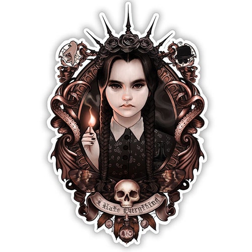 Wednesday Addams Vinyl Sticker Metallic Effect Fan Art - Etsy UK