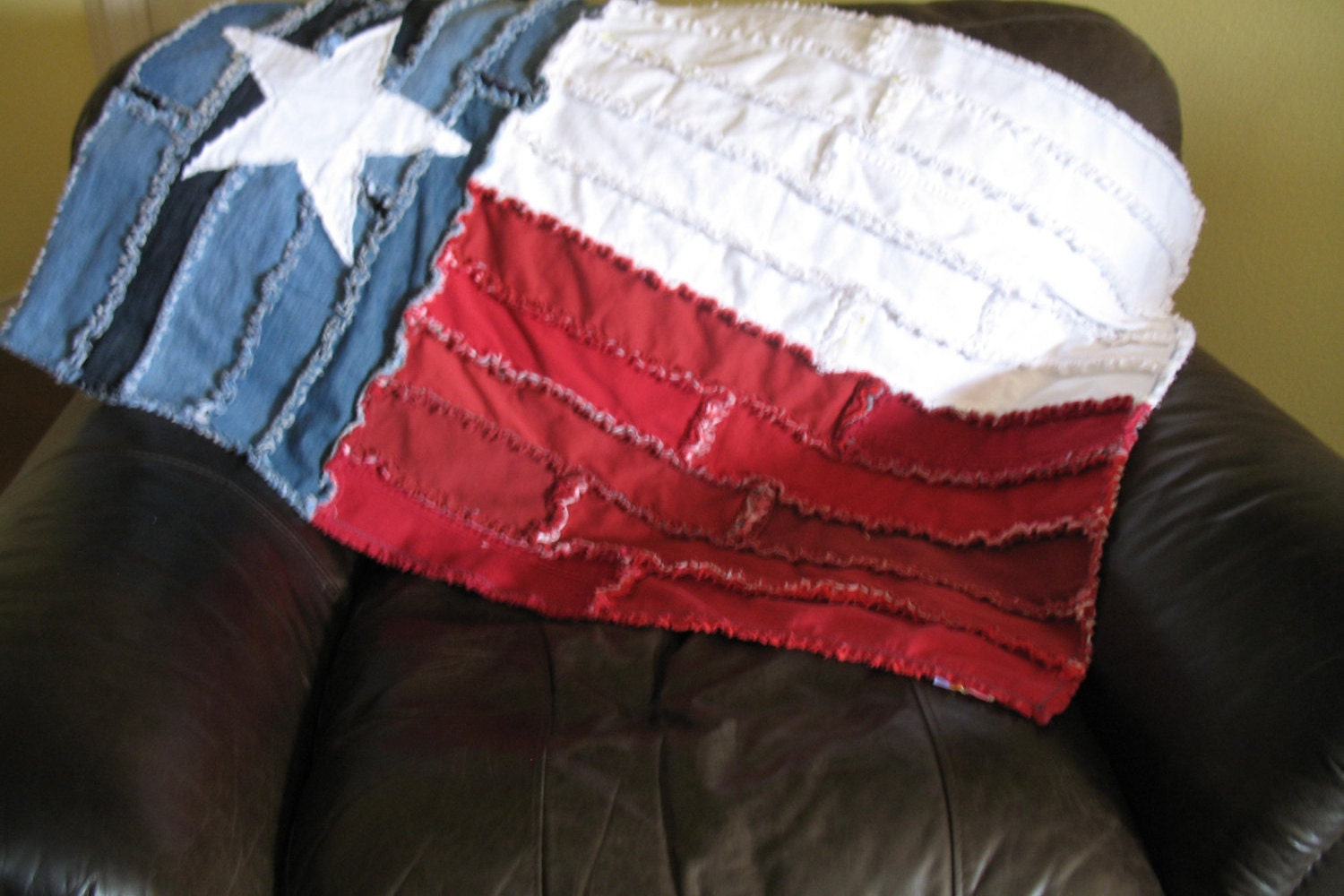Texas Flag/americana up Cycled Denim Rag Quilt Throw - Etsy
