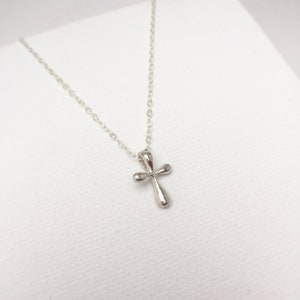 Sterling Silver Cross Necklace, Small Simple Cross Necklace, Dainty ...