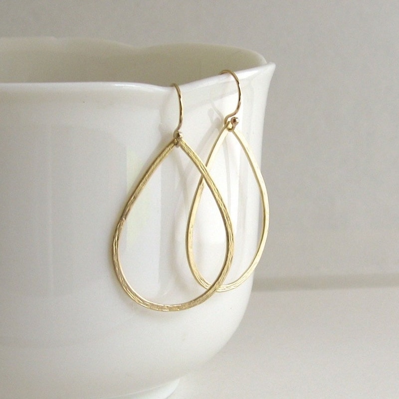 Gold Teardrop Earrings - Etsy