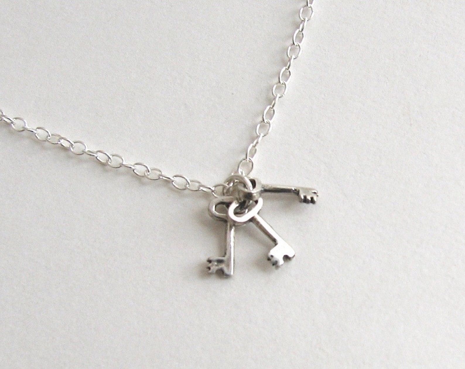 Keys Necklace Sterling Silver Tiny Silver Keys Antique Vintage | Etsy