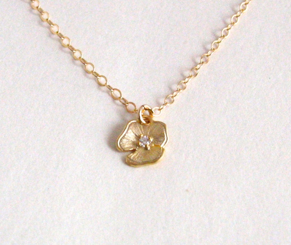 Gold Flower Necklace 14k Gold dainty Real Flower Girl | Etsy