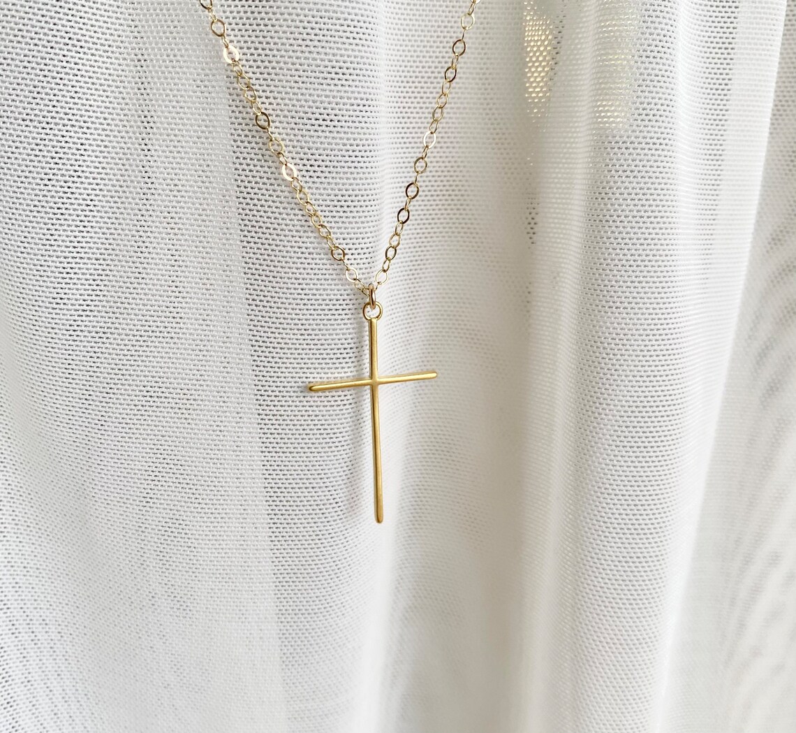 Simple Gold Cross Necklace -- 14k Gold Filled - Dainty Delicate Cross ...