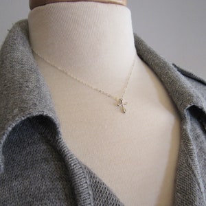 Sterling Silver Cross Necklace, Small Simple Cross Necklace, Dainty ...
