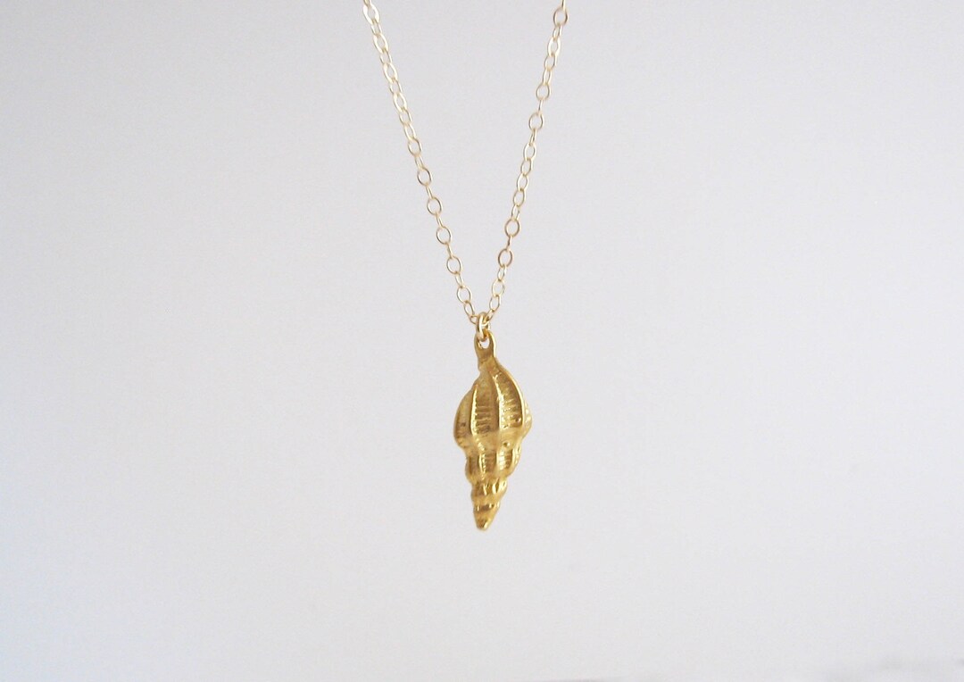 Gold Shell Necklace -cute Gold Vermeil Sea Seashell Pendant, Adorable ...