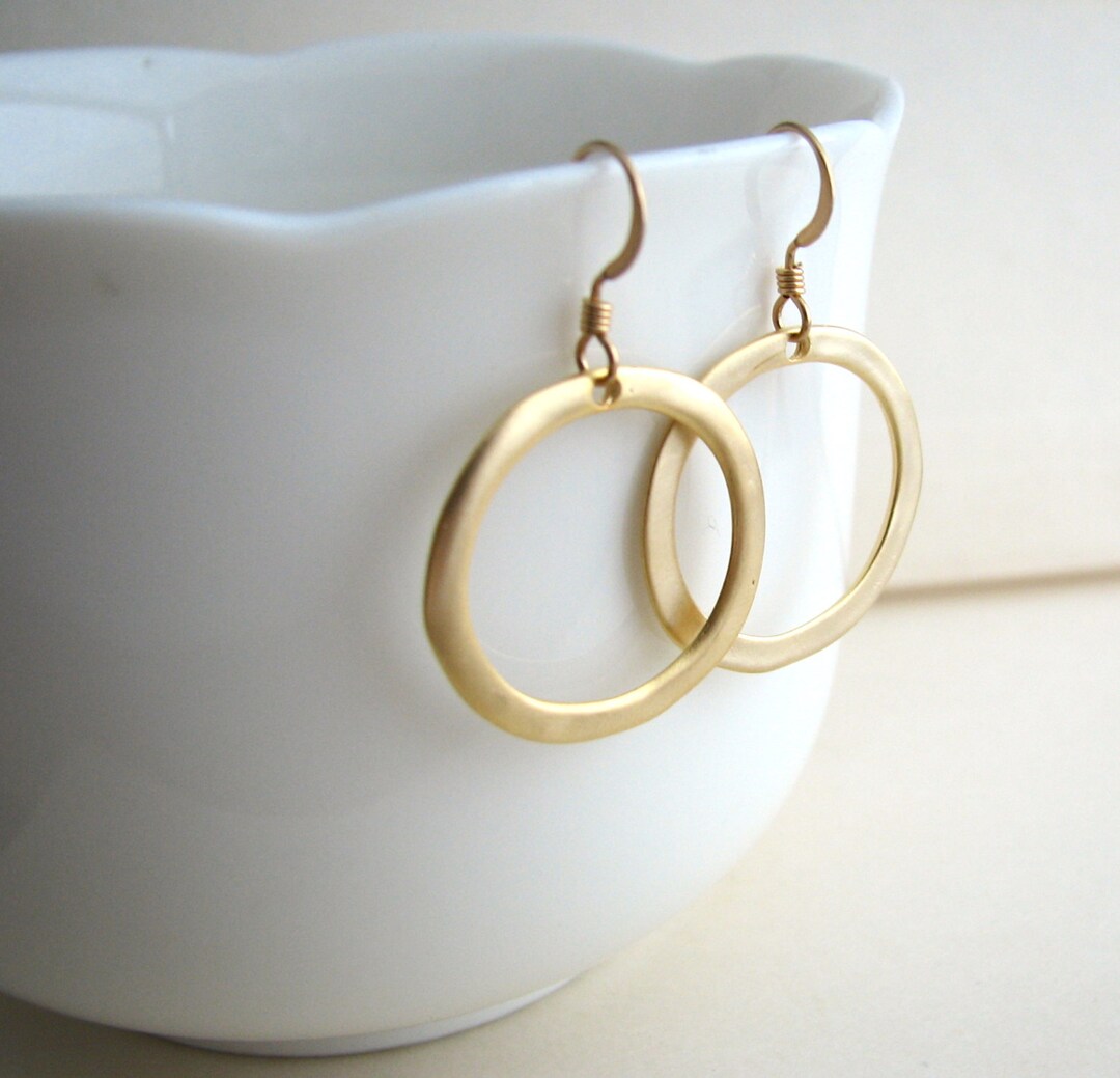 Simple Gold Hoop Earrings, Gold Circle Earrings, Dangle Earrings ...