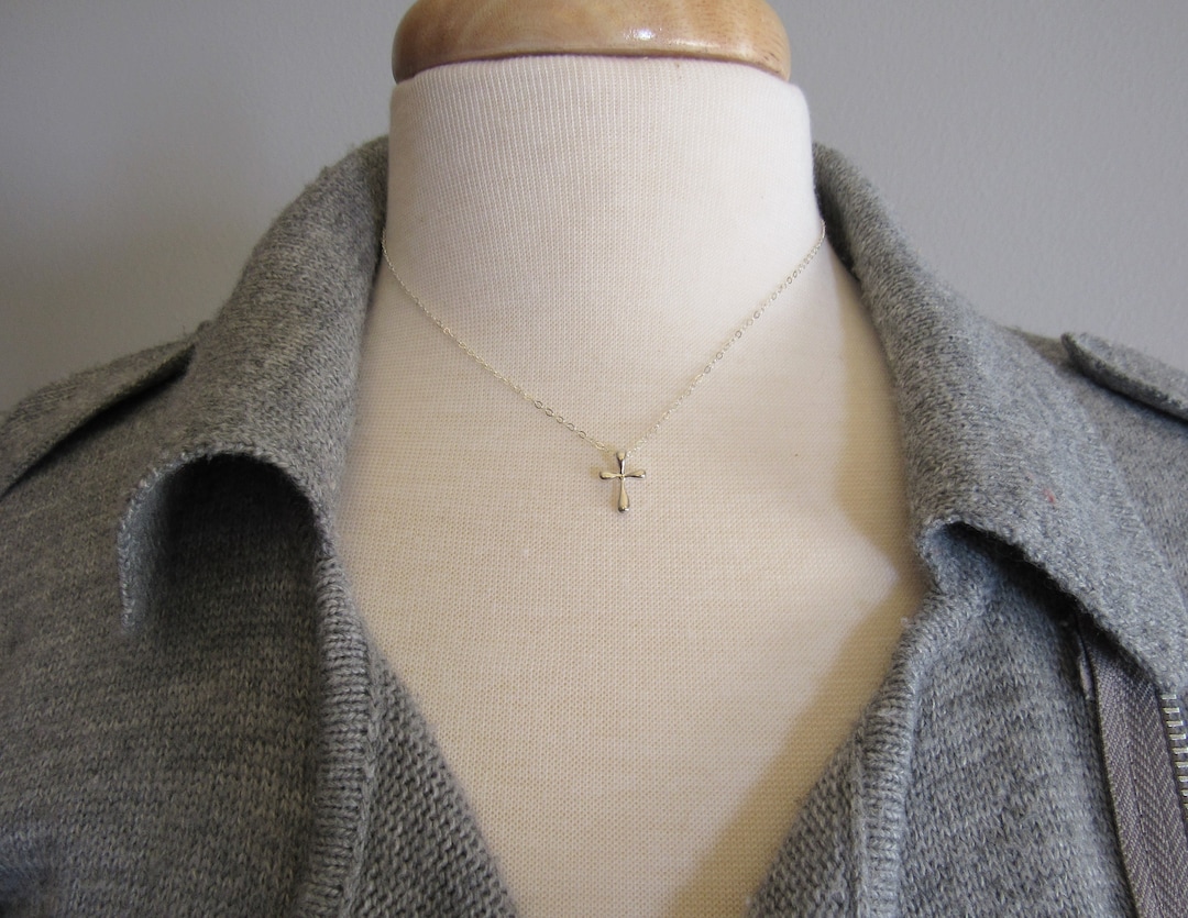 Sterling Silver Cross Necklace, Small Simple Cross Necklace, Dainty ...