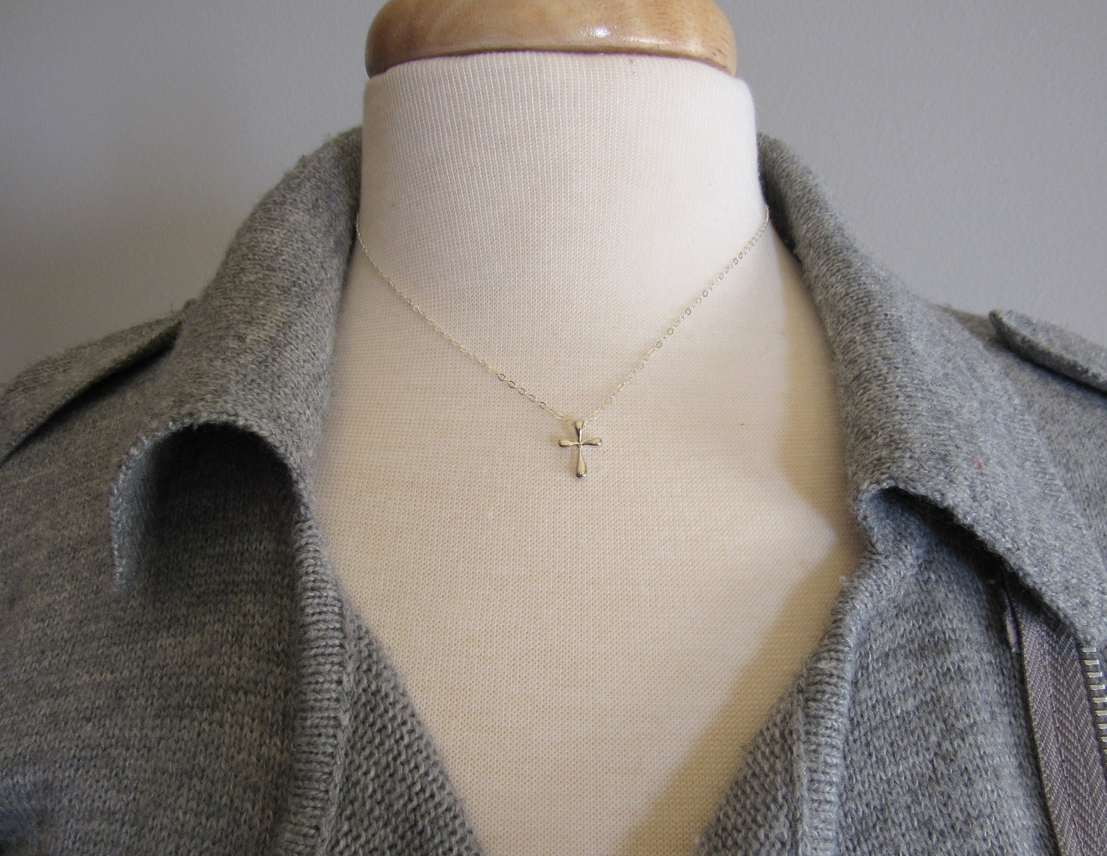Sterling Silver Cross Necklace Small Simple Cross Necklace - Etsy