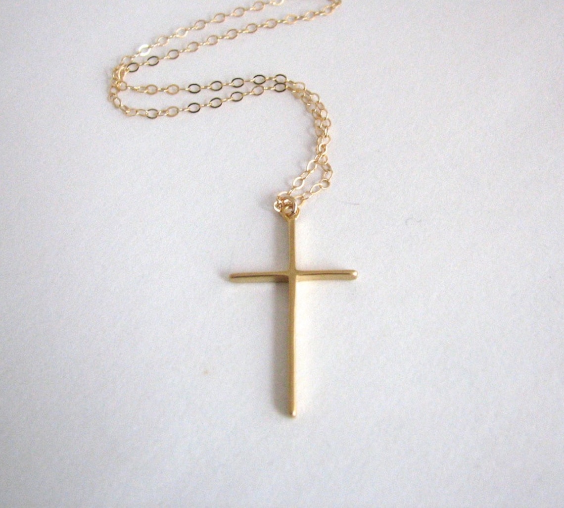 Simple Gold Cross Necklace -- 14k Gold Filled - Dainty Delicate Cross ...
