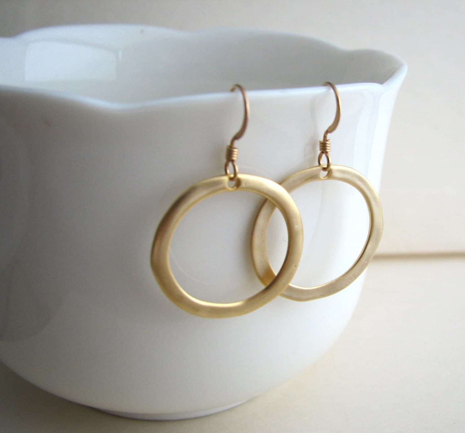Simple Gold Hoop Earrings Gold Circle Earrings Dangle - Etsy
