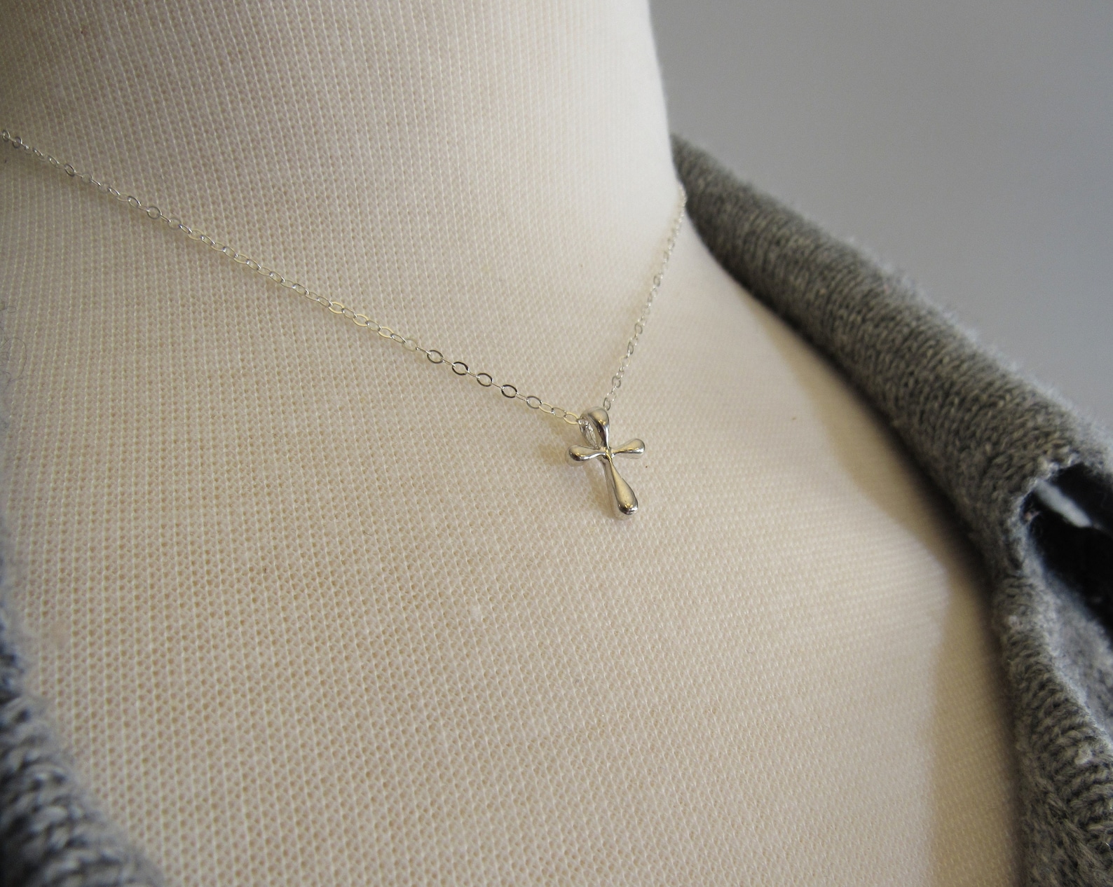 Sterling Silver Cross Necklace Small Simple Cross Necklace - Etsy