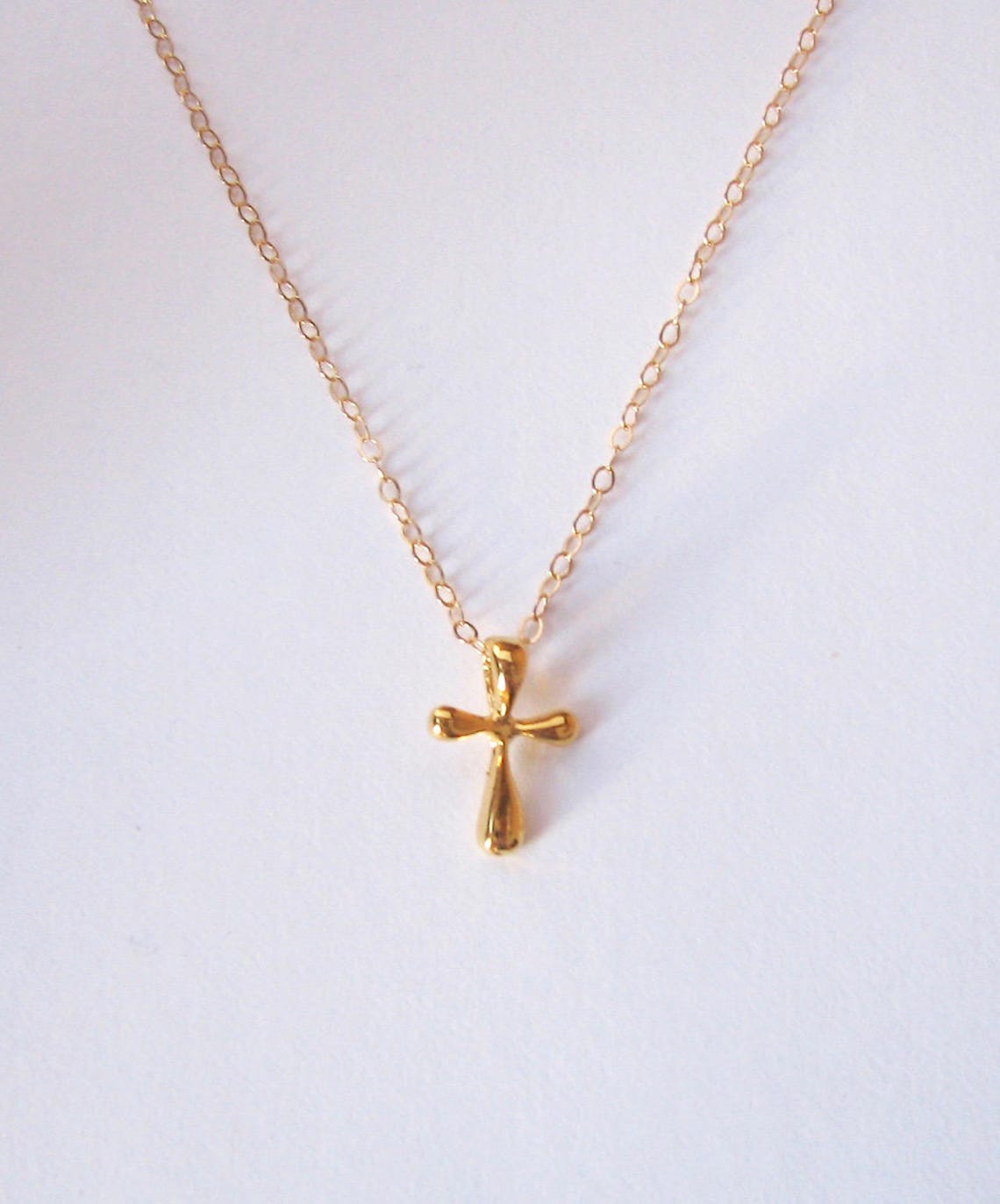Gold Cross Necklace -- 14k Gold Vermeil - Dainty Delicate Minimalist ...