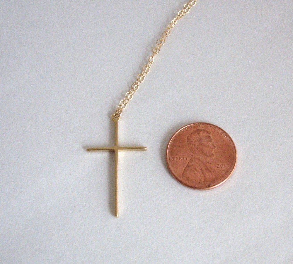 Thin Gold Delicate Cross Necklace Simple Skinny Cross | Etsy