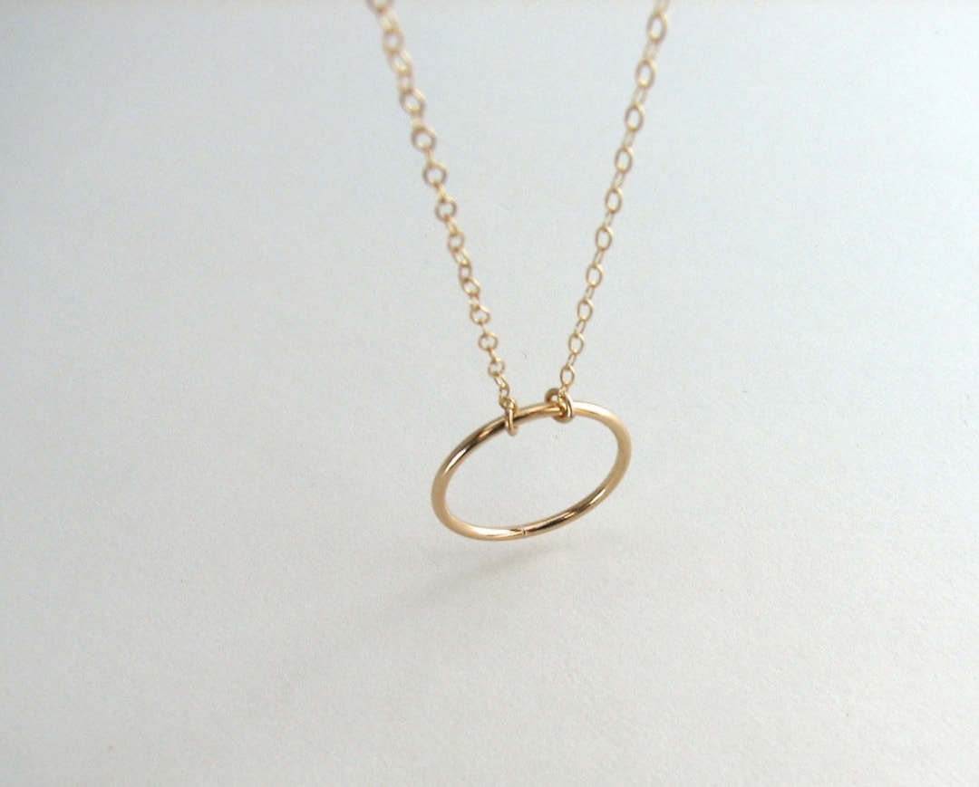 Simple Gold Circle Necklace-14k Gold Fill Pendant- Gold Eternity Ring ...