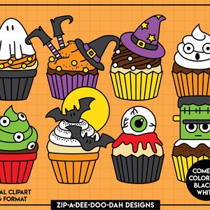 Halloween Cupcakes Clipart Set zip-a-dee-doo-dah Designs - Etsy