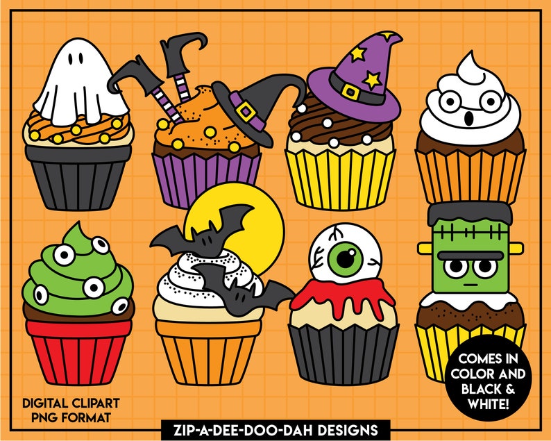 Halloween Cupcakes Clipart Set zip-a-dee-doo-dah Designs - Etsy