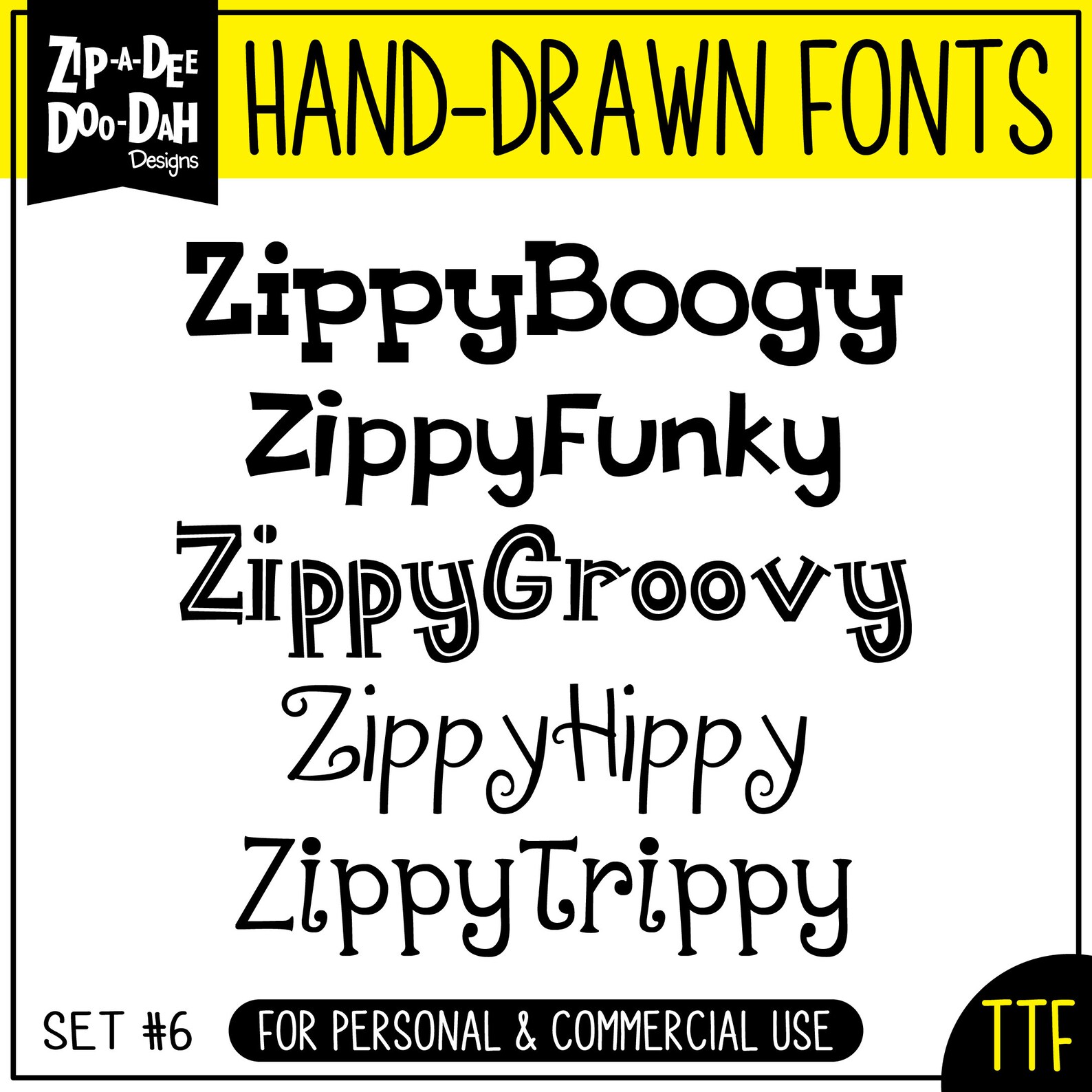 Zip-A-Dee-Doo-Dah Designs Font Collection 6 Incluye licencia comercial ...