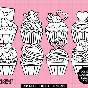 Valentine's Day Cupcakes Clipart Set zip-a-dee-doo-dah Designs - Etsy