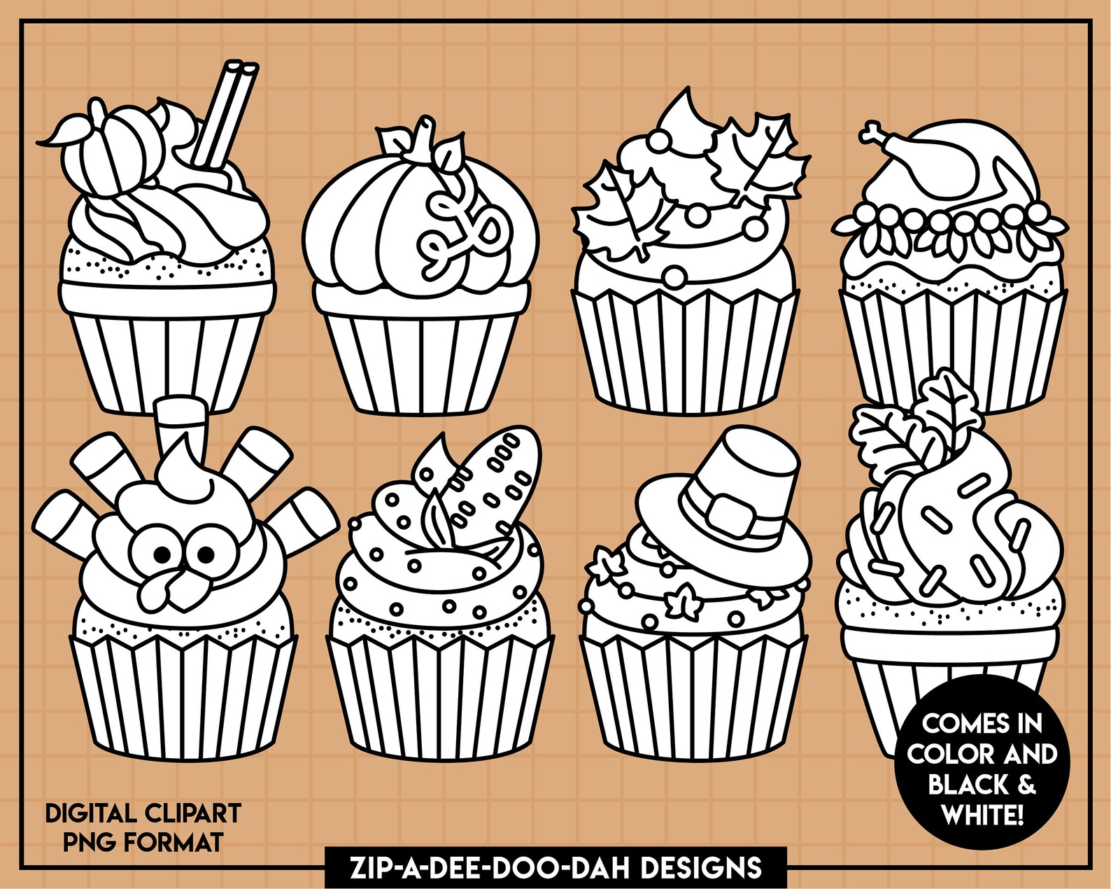Thanksgiving Cupcakes Clipart Set zip-a-dee-doo-dah Designs - Etsy