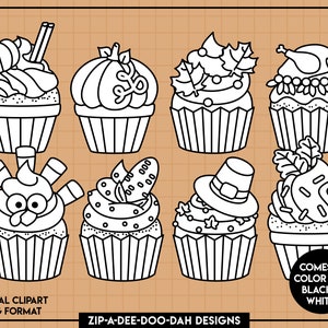 Thanksgiving Cupcakes Clipart Set zip-a-dee-doo-dah Designs - Etsy