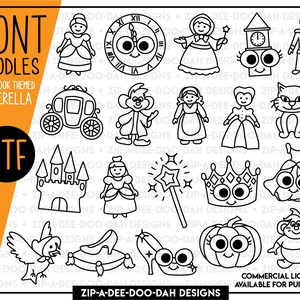 Cinderella Doodle Font zip-a-dee-doo-dah Designs - Etsy