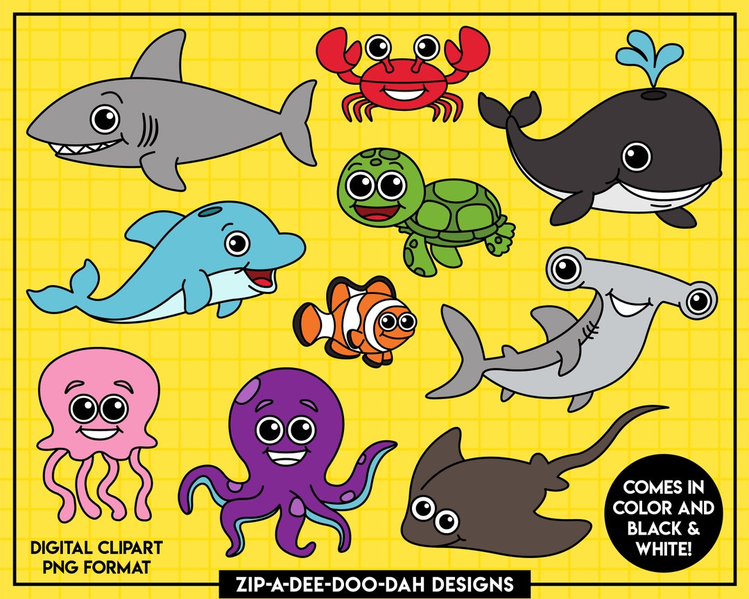 Ocean Animals Clipart Set zip-a-dee-doo-dah Designs - Etsy