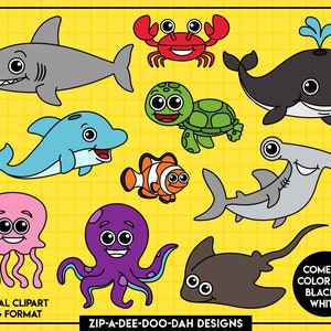 Ocean Animals Clipart Set zip-a-dee-doo-dah Designs - Etsy