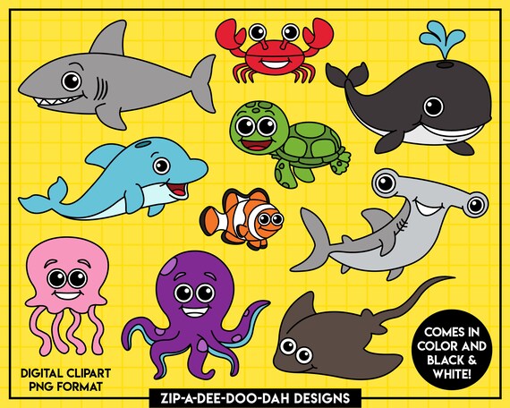 Ocean Animals Clipart Set zip-a-dee-doo-dah Designs | Etsy