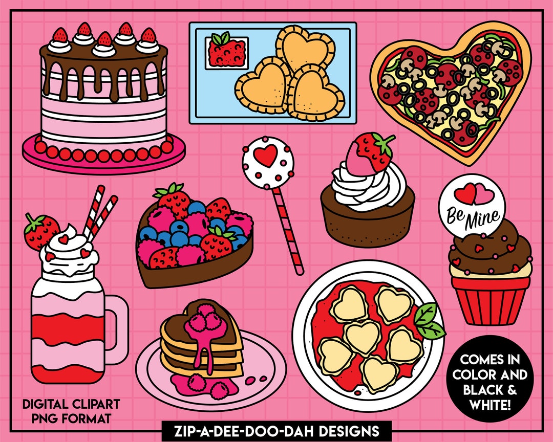 Valentine's Day Foods Clipart Set zip-a-dee-doo-dah - Etsy