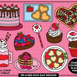 Valentine's Day Foods Clipart Set zip-a-dee-doo-dah - Etsy