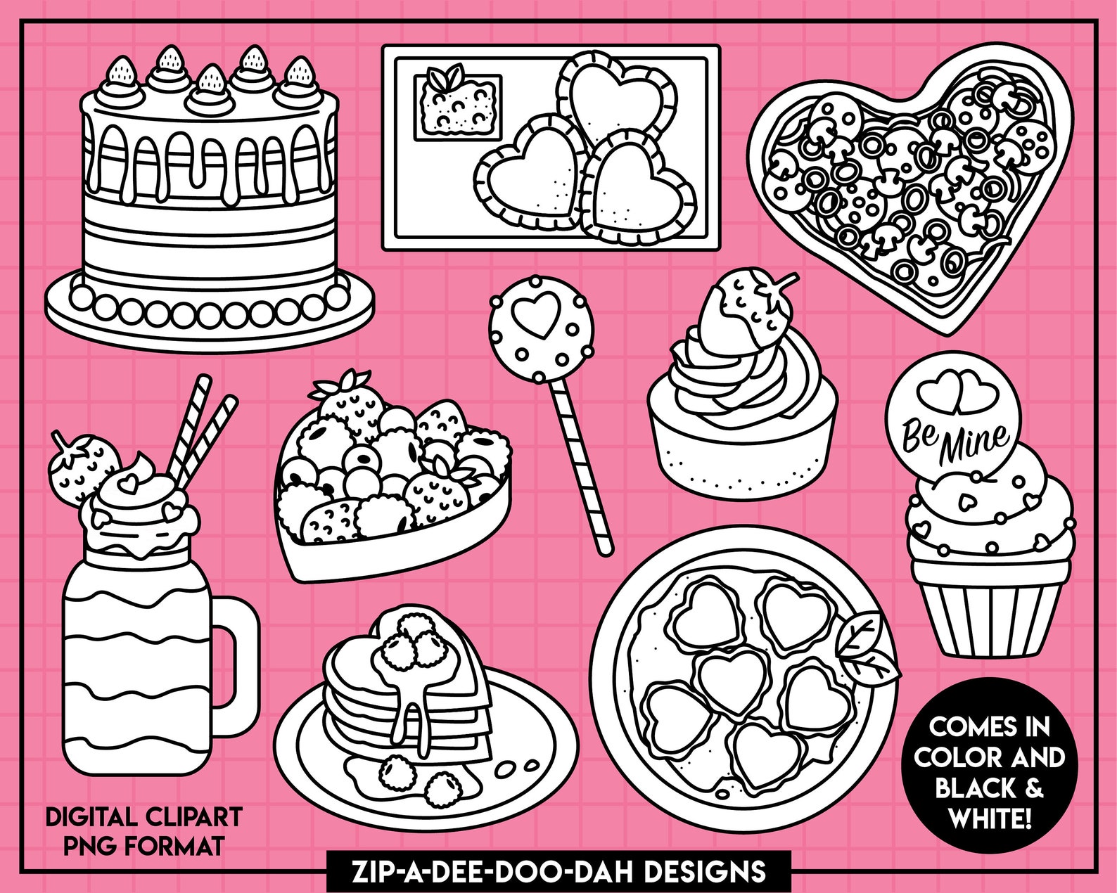 Valentine's Day Foods Clipart Set zip-a-dee-doo-dah - Etsy