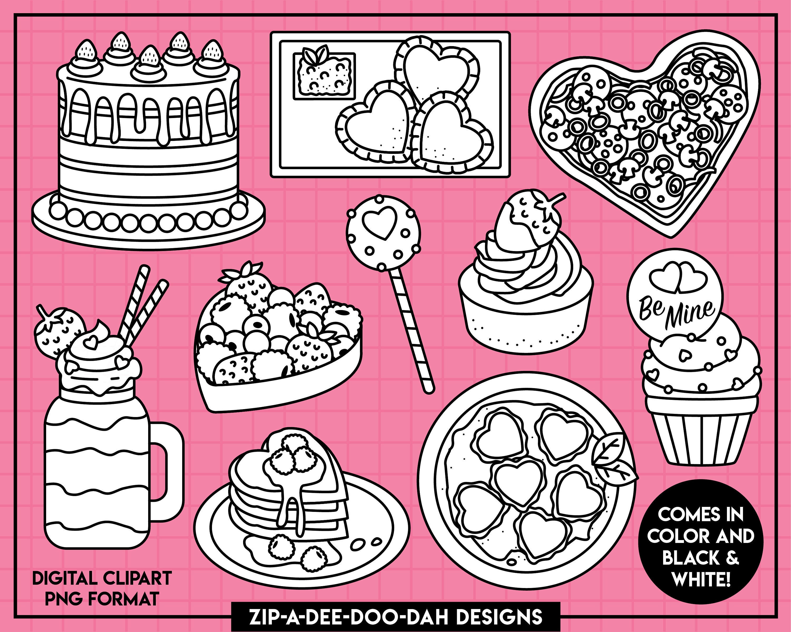 Valentine's Day Foods Clipart Set zip-a-dee-doo-dah - Etsy
