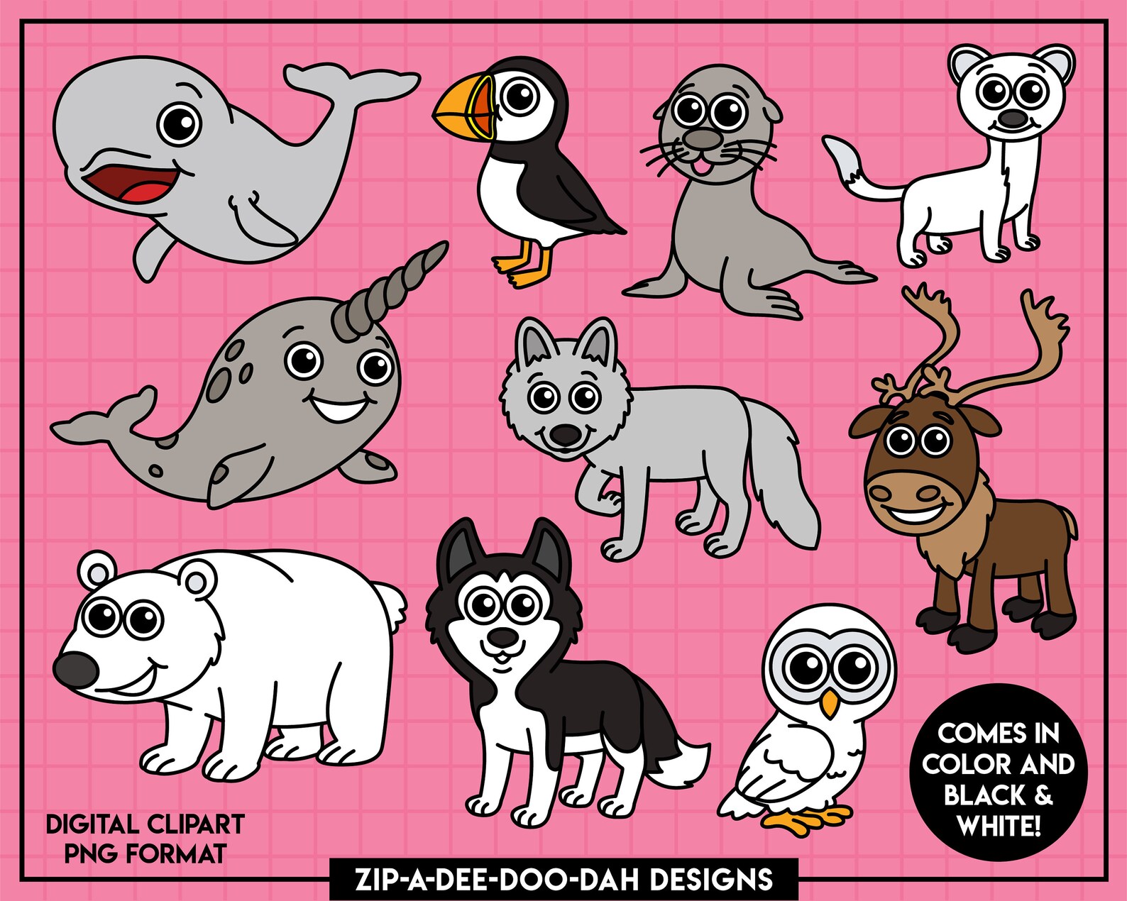 Arctic Animals Clipart Set zip-a-dee-doo-dah Designs - Etsy