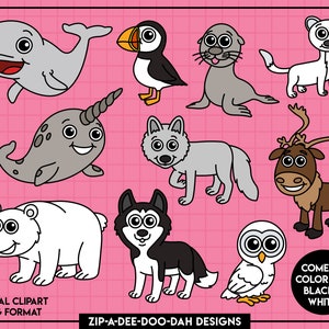Arctic Animals Clipart Set zip-a-dee-doo-dah Designs - Etsy