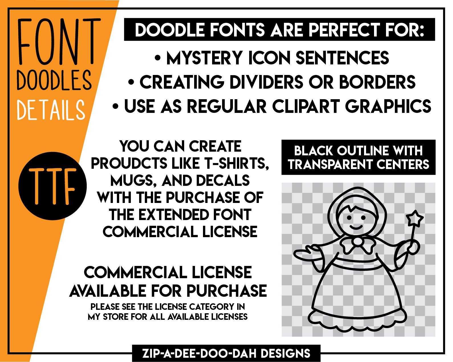 Cinderella Doodle Font zip-a-dee-doo-dah Designs - Etsy