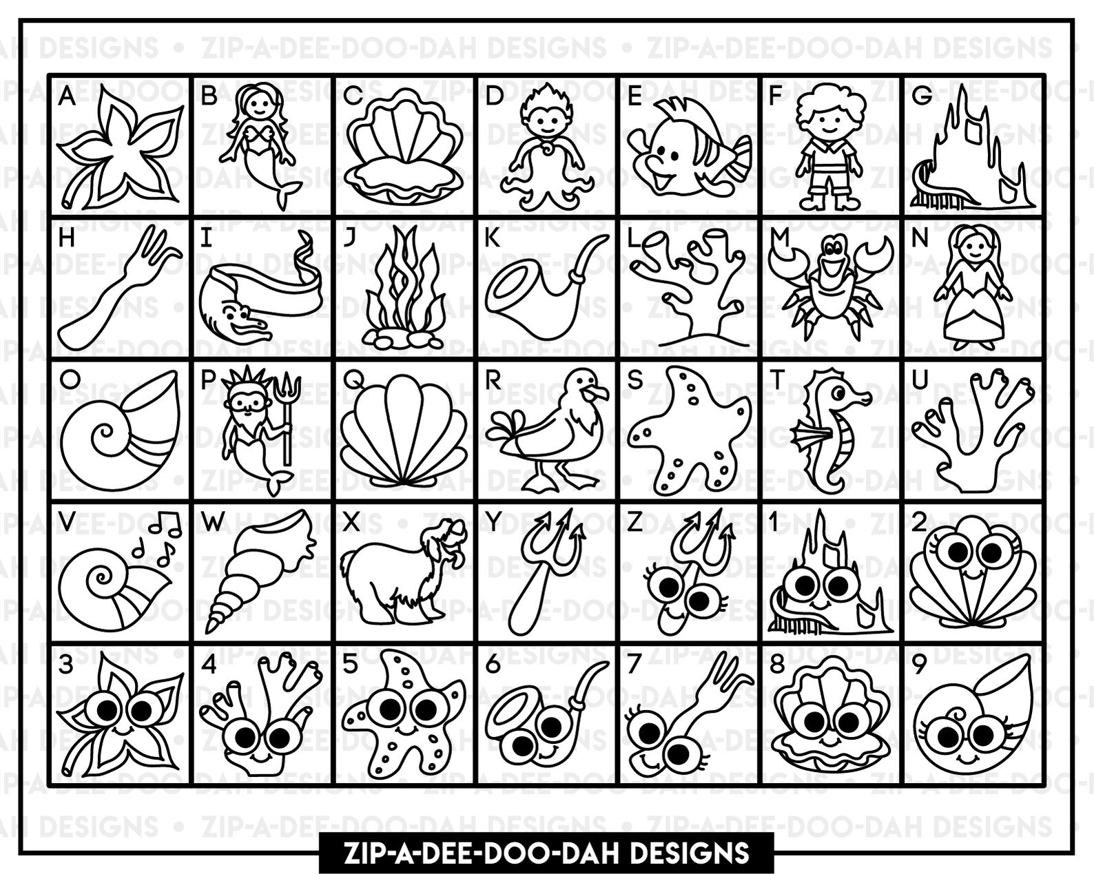 Little Mermaid Doodle Font zip-a-dee-doo-dah Designs - Etsy