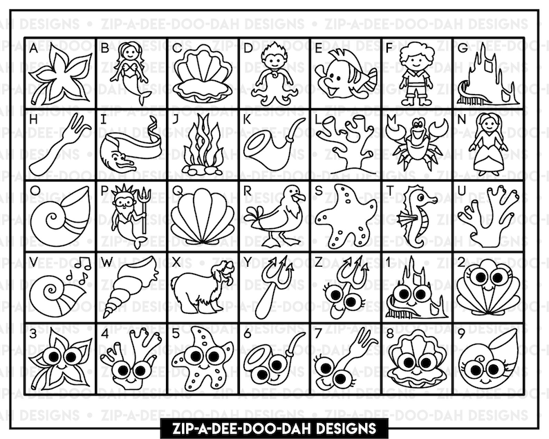 Little Mermaid Doodle Font zip-a-dee-doo-dah Designs - Etsy