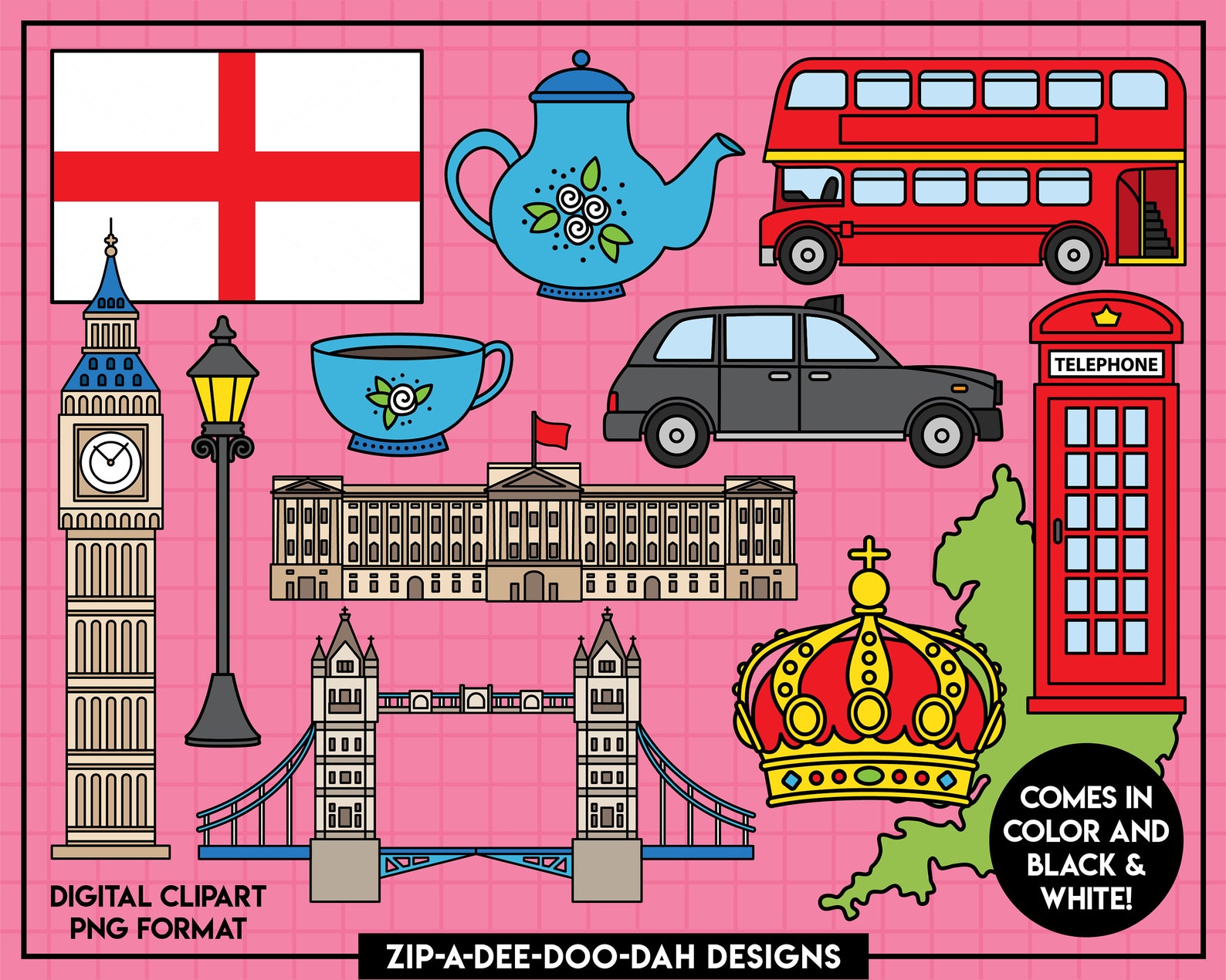 England Icons Clipart Set zip-a-dee-doo-dah Designs - Etsy