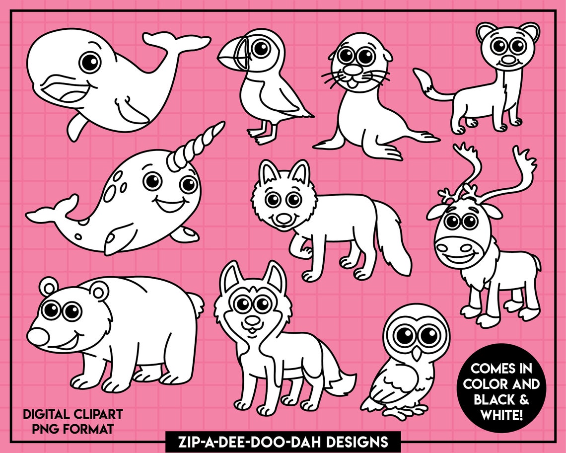 Arctic Animals Clipart Set zip-a-dee-doo-dah Designs - Etsy