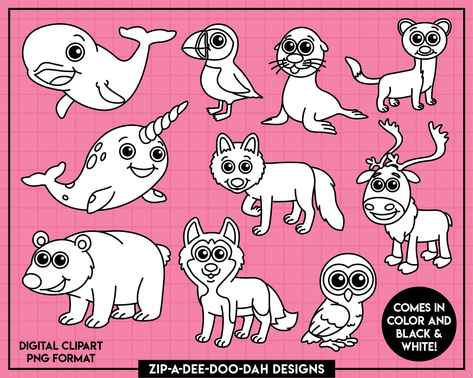 Arctic Animals Clipart Set zip-a-dee-doo-dah Designs - Etsy